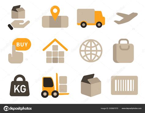 Logistics Warehouse Icon Set Package Weight Delivery Supply Chain