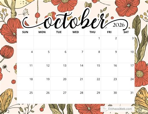 October 2026 Calendar Printables Entheosweb