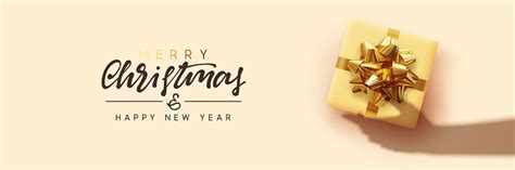 메리 크리스마스와 새해 복 많은 새해 현실적인 선물 상자와 배경 손에서 실루엣 그림자는 크리스마스 선물을 보유하고 있습니다 창조적 인 점점 카드 휴일 배너 가로 포스터 헤더