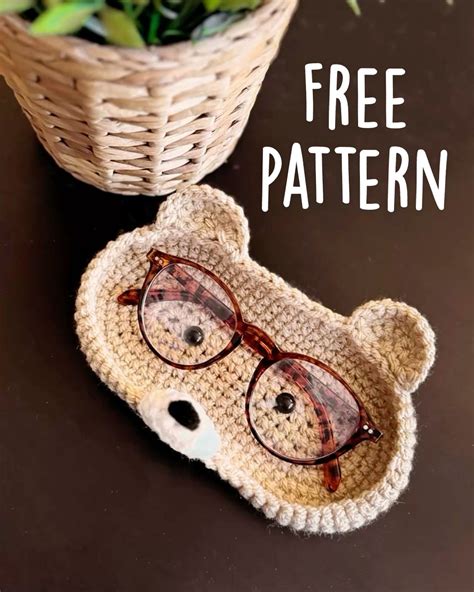 Free Pattern Viral Crochet Teddy Glasses Holder Beginner Friendly Love Knitting