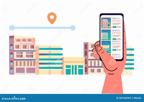 Online Hotel Booking In Mobile App Book Apartment Room Service Concept Horizontal Stock Vector