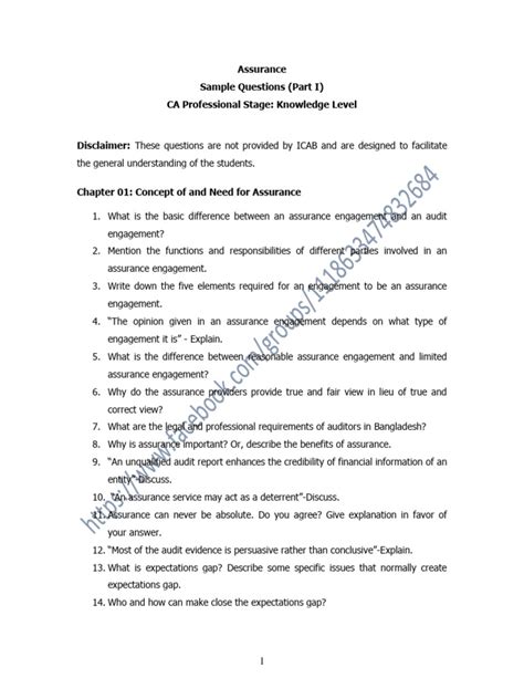 Sample Questions Part I Set 2 By Aam R5 Pdf Audit Accounting