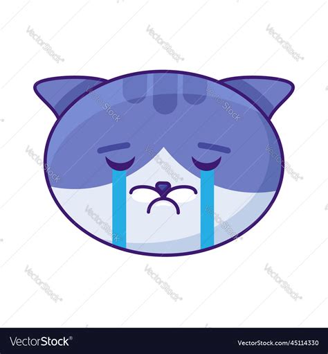 Cat Crying Expression Cute Funny Emoji Royalty Free Vector