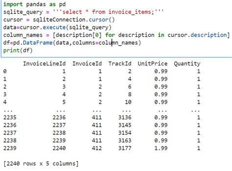 Establish A Connection In Python To The Chinook Database Get