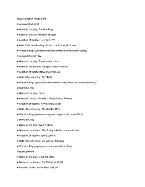 Show Selection Assignment Show Selection Assignment Professional