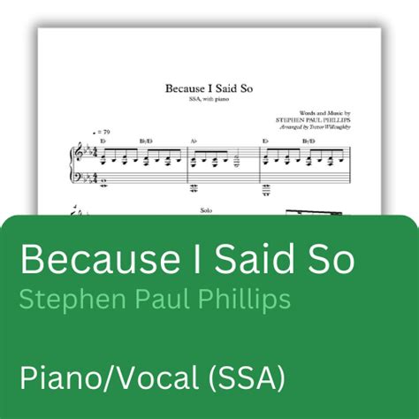 Because I Said So Sheet Music Heartland Baptist Bookstore