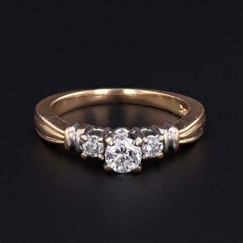 Vintage Diamond Engagement Ring Of 14k Gold Etsy