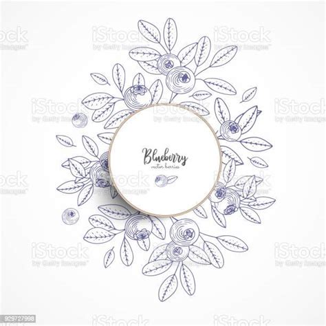 벡터는 블루베리와 배너 라운드 빈티지 배너 손으로 그린 딸기 와 텍스트에 대 한 장소 라벨 포장 디자인 메뉴 카페 레스토랑 조리법 장식 부엌 항목에 아주 좋아 0명에 대한