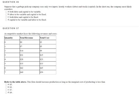 Solved QUESTION Total Cost Quantity Fixed Cost Variable Chegg