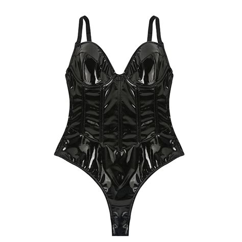 Sexy Punk Black Spaghetti Straps Plastic Bones Bustier Clubwear Crop