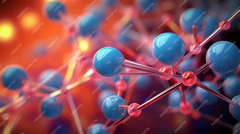 Premium Photo Blue And Red Molecular Structure With A Glowing Orange Background