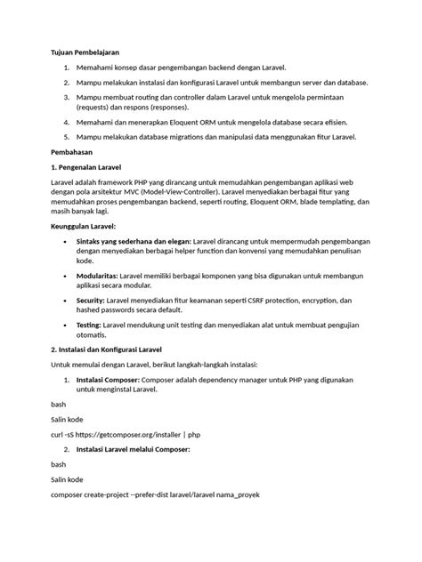 Bab 4 Backend Development Laravel Pdf