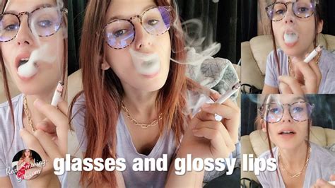 Glasses And Glossy Lips 2 Cigarettes Real Smoking Girl Clips4sale