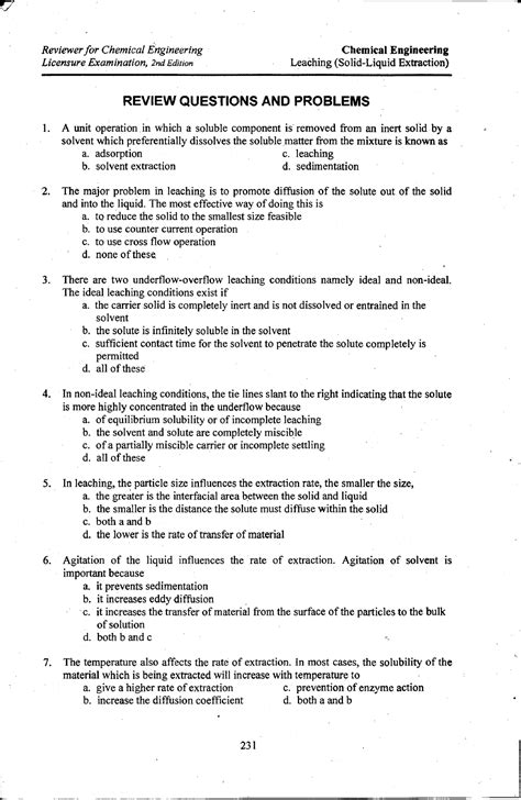 Leaching Reviewer For Chemical Engineering Licensure Examination 2nd Edition Chemical