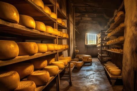 Premium Ai Image Cheese Aging Process With Humidity Control Created
