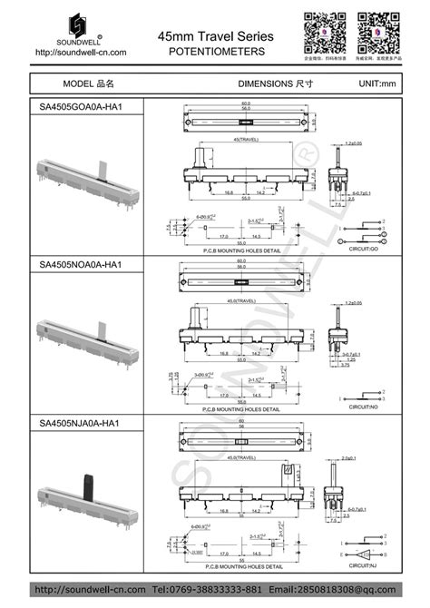 45mm Slide Potentiometer Dual Slide Potentiometer 45mm Slide