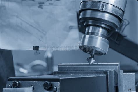 The Chamfer Process On Nc Milling Machine With Lighting Effect Stock