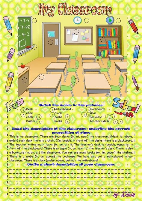 My Classroom Preposition Of Place Classroom Classroom Objects
