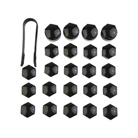 블랙 휠 너트 스터드 커버 캡 Bmw 타이어 Opel용 제거 포함 23mm 잠금 24pcs 티몬