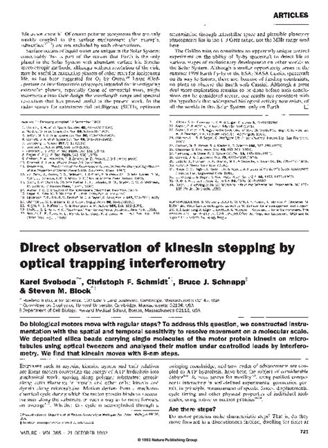 Pdf Direct Observation Of Kinesin Stepping By Optical Trapping Interferometry