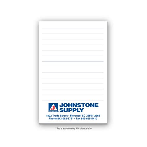 Adhesive Notepad X Sheet Pad Johnstone