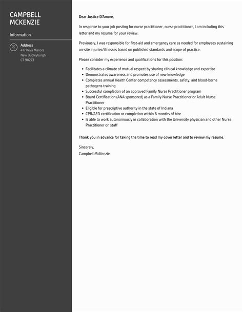 Nurse Practitioner Nurse Practitioner Cover Letter Velvet Jobs