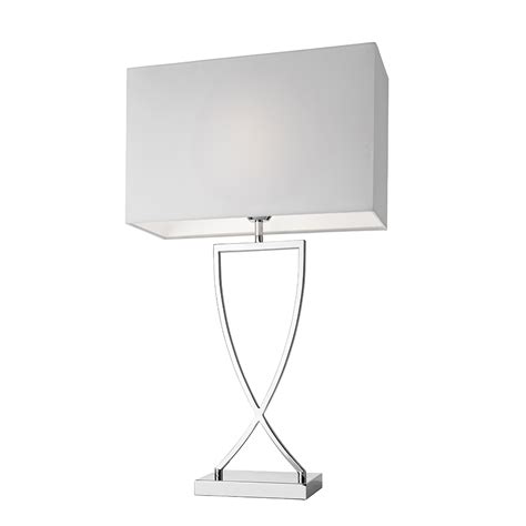 Villeroy Boch Tischleuchte Chrom Stoffschirm Weiß 68 cm Höhe
