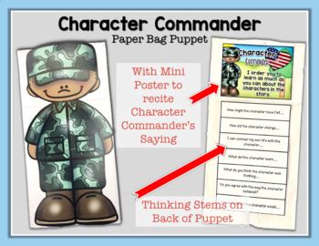 First Grade Reading Skills Character Traits Puppet Poster Graphic Organizers