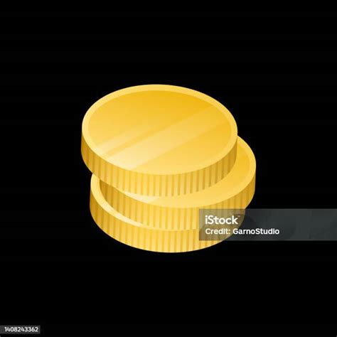 Pile De Pièces Dor 3d Argent Graphique Isolé Sur Fond Noir Vecteurs