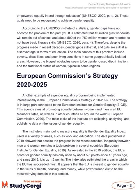 Gender Equality Strategies In Education Free Essay Example