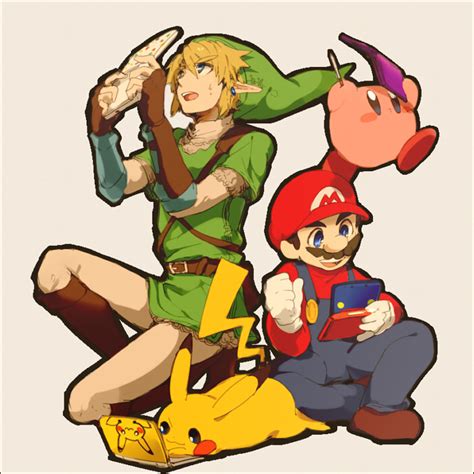 Link Pikachu Kirby And Mario Pokemon And 5 More Drawn By Yamakaji