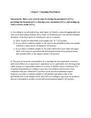 Assignment7 Docx Chapter 7 Sampling Distribution Instructions Show