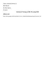 ParsingXMLFileUsingDOMCarinoKA Pdf Carino Kenneth Anthony G BSIT BA