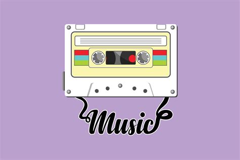 Character Flat Drawing Music Slogan With Cassette Tape Logo Icon