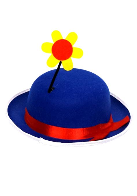 Blue Clown Derby Hat With Flower For Adults
