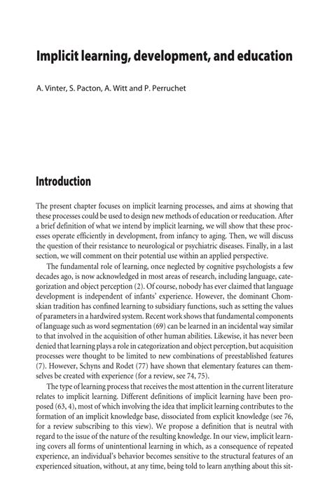 Pdf Implicit Learning Development And Education