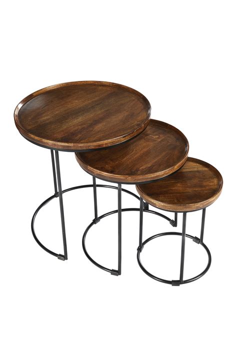 Round Nest Of Three Tables Dark Wood Evelyn Lily Interiors