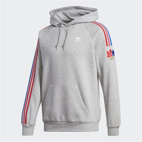 Adidas Adicolor 3d Trefoil 3 Stripes Hoodie Grey Adidas Us