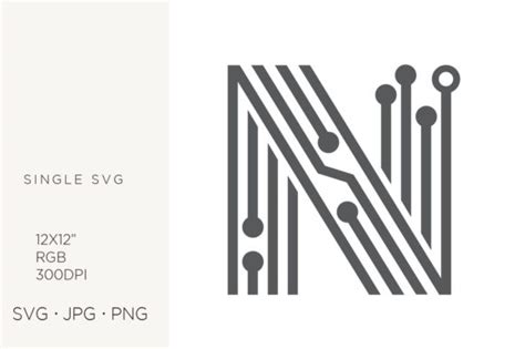Tech Monogram Digital Initial Letter N Graphic By Biljanacvetanovic