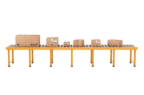 롤러 컨베이어 라인을 통해 소포 골 판지 상자입니다 3 차원 렌더링 컨베이어 벨트에 대한 스톡 사진 및 기타 이미지 컨베이어 벨트 0명 공장 산업 건물 Istock