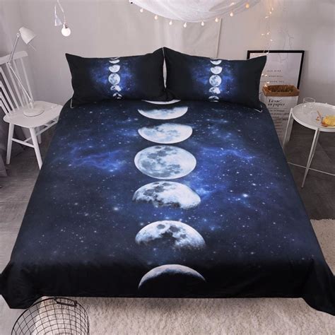 Moon Phases Bedding Set Bedroom Duvet Witch Wicca Arcane Trail