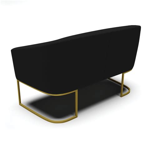 Sofá Namoradeira 2 Lugares Base Industrial Dourado Stella Linho Preto