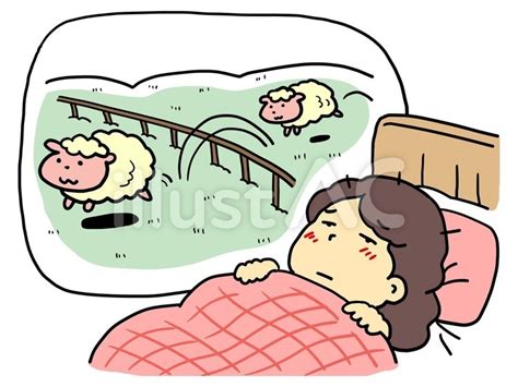 羊の数を数える眠れない女性イラスト No 22271519｜無料イラスト・フリー素材なら「イラストac」