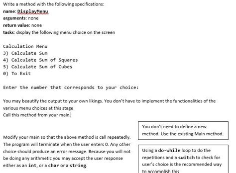 solved write a method with the following specifications