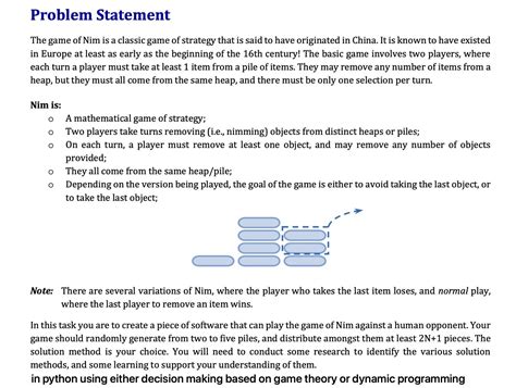 solved problem statementthe game of nim is a classic game of
