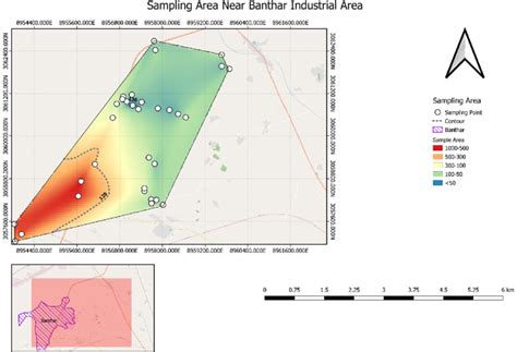 Mapping Of Investigated Area Through Qgis Showing Dispersion Of