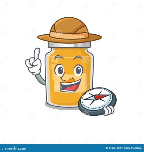 Appricot Experienced Explorer In Using A Compass Stock Vector