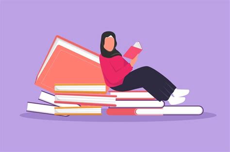 Dessin De Style Plat De Dessin Animé Femme Arabe Lisant Lapprentissage