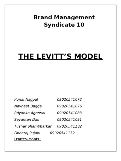 Levitts Model Pdf Transportation Engineering Manufactured Goods