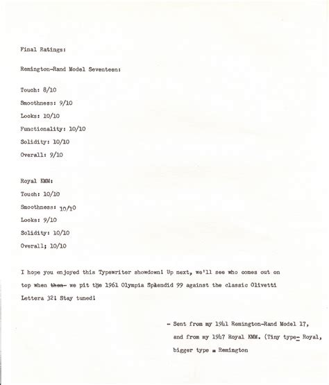 The Written Word Typewriter Showdown A Series Remington Rand 17 Vs